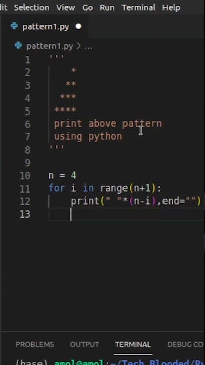 Print Triangle Pattern Using Python | Pattern | Traingle Pattern - 2 | Tech Blooded | #Shorts ...