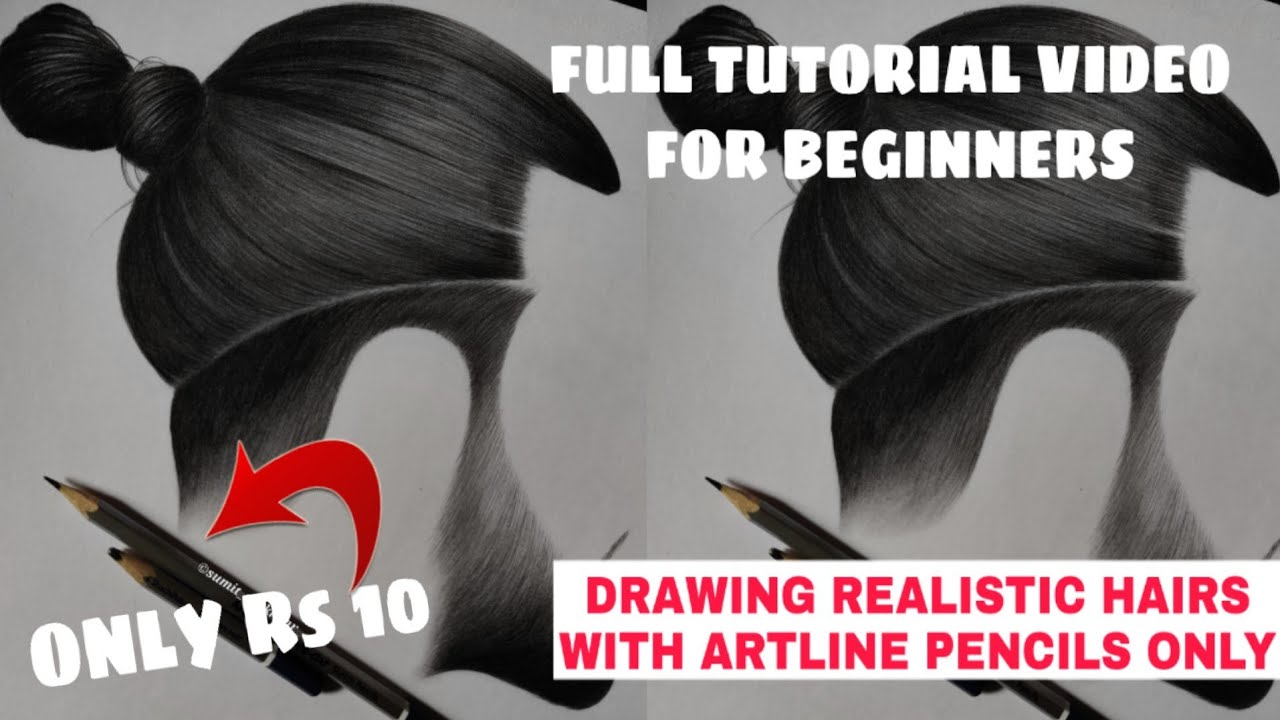 Realistic hair drawing Tutorial with ARTLINE 4B & 10B for beginners ...
