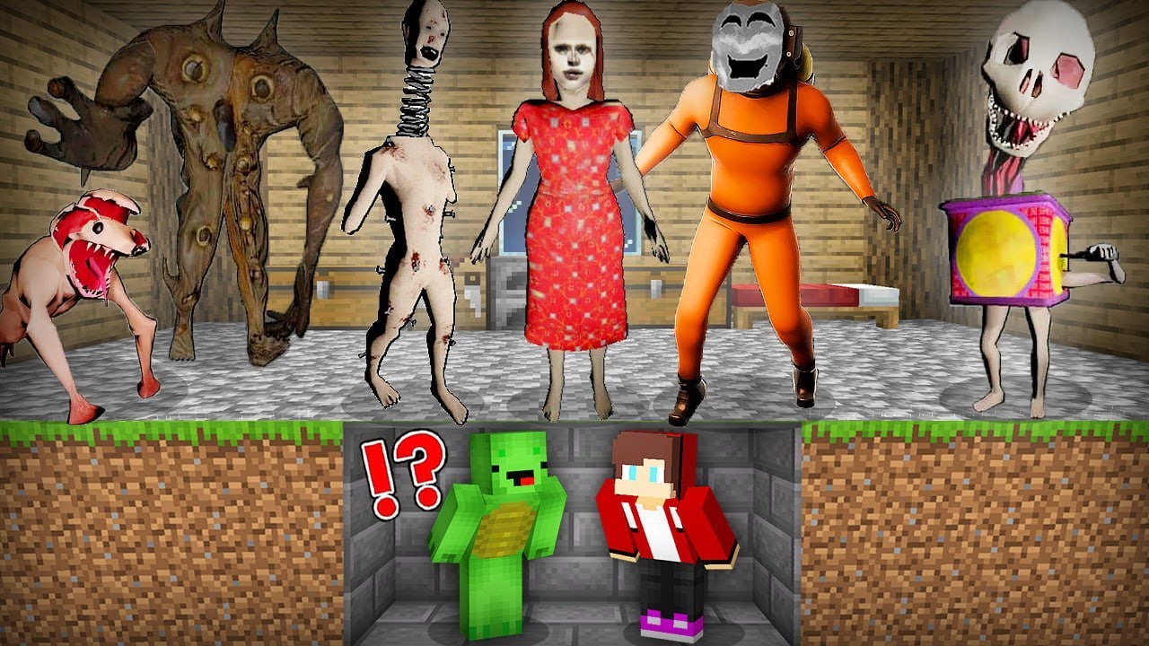 Jj And Mikey Hide From Scary Lethal Company Exe At Night In Minecraft