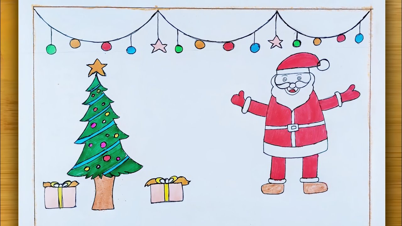 Christmas Drawing Easy Steps / Merry Christmas Drawing / Christmas ...