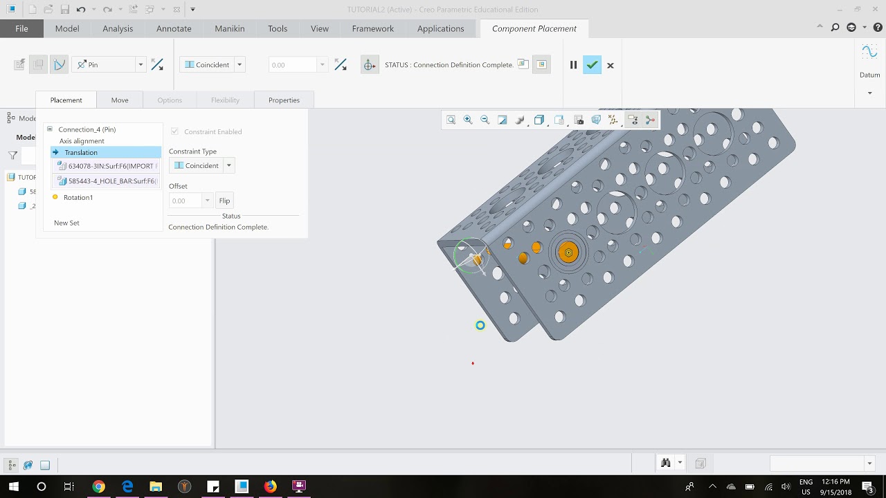 PTC Creo 5.0 Constraints - Pin Tutorial - YouTube