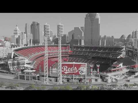 Cincinnati Reds Great American Ballpark Stadium Aerial 4K Drone Fly ...