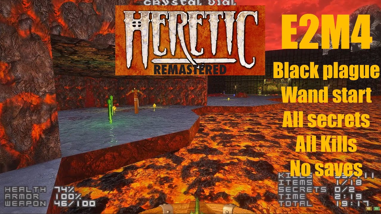 Heretic Remastered -E2M4 The Ice Grotto -Black Plague -Wand Start -All ...