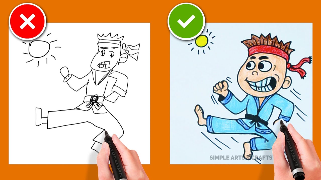 How To Draw A Karate Kid Step By Step DIY Tutorial - YouTube