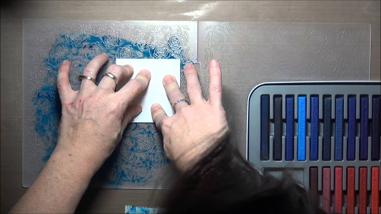 Embossing Folder Monoprinting with Inktense Blocks - YouTube