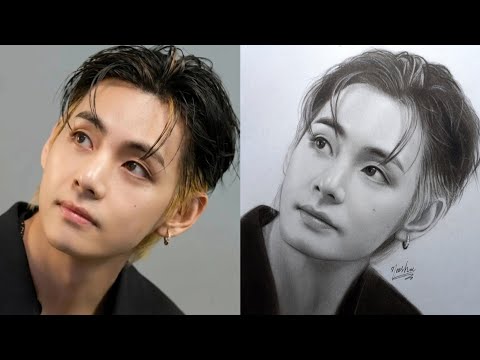 How To Draw BTS V Stap by Step Outline and Shading Tutorial | BTS V Drawing Easy Tutorial