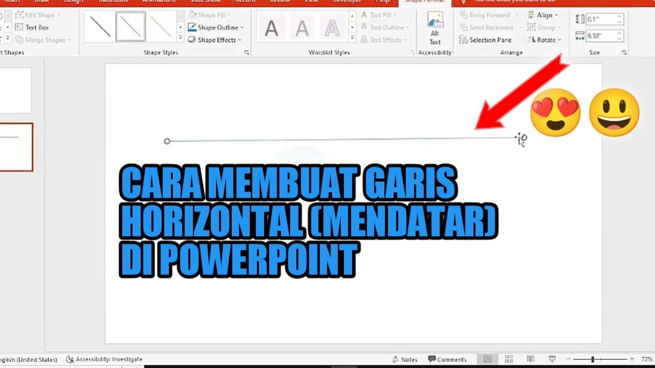 CARA BUAT GARIS HORIZONTAL LURUS DI MICROSOFT POWERPOINT - YouTube