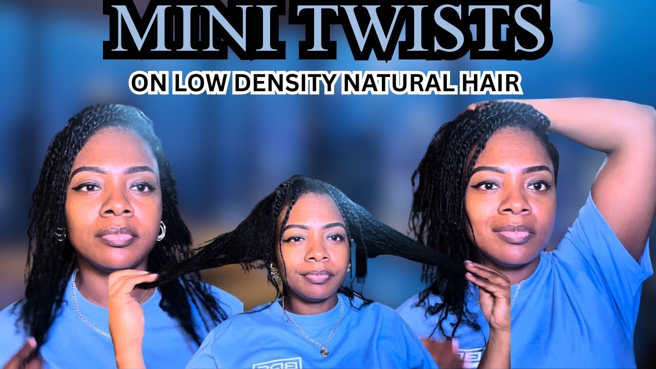 Installing Mini Twists on 3C/4A Low Density Hair - YouTube