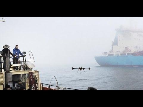 Maersk Used a Drone to Deliver Cookies to a Tanker Ship - YouTube