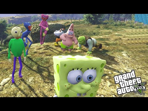 POPPY PLAYTIME, SHREK E MAIS! Bob Esponja no GTA V PC (MODS)