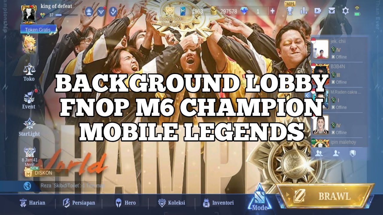 LOBBY M6 World Championship: FNOP MOBILE LEGENDS PATCH LUKAS - YouTube