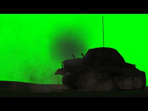 Military Armored Fighting Vehicle  in ride on green screen - Silhouette