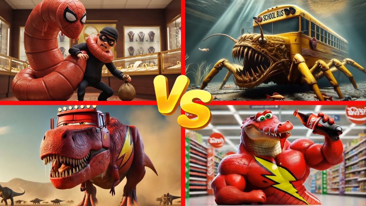 SPIDER WORM 🆚 SCHOOL BUS 🆚 McQueen 🆚 McQueen’s 🎶 Tiles Hop - YouTube