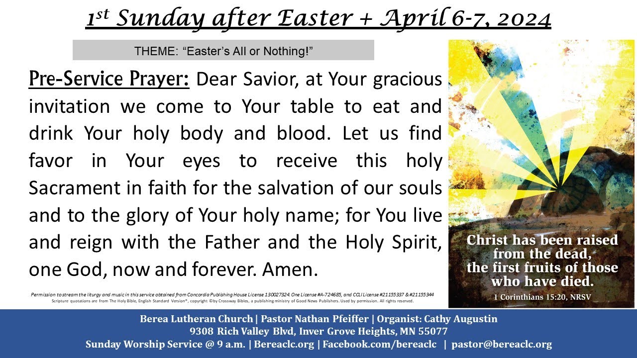 4/7/24 - 1st Sunday after Easter - YouTube