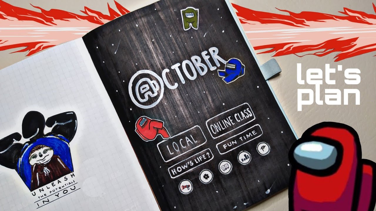 PLAN WITH ME | October 2020 Bullet Journal Setup | Among Us Theme - YouTube