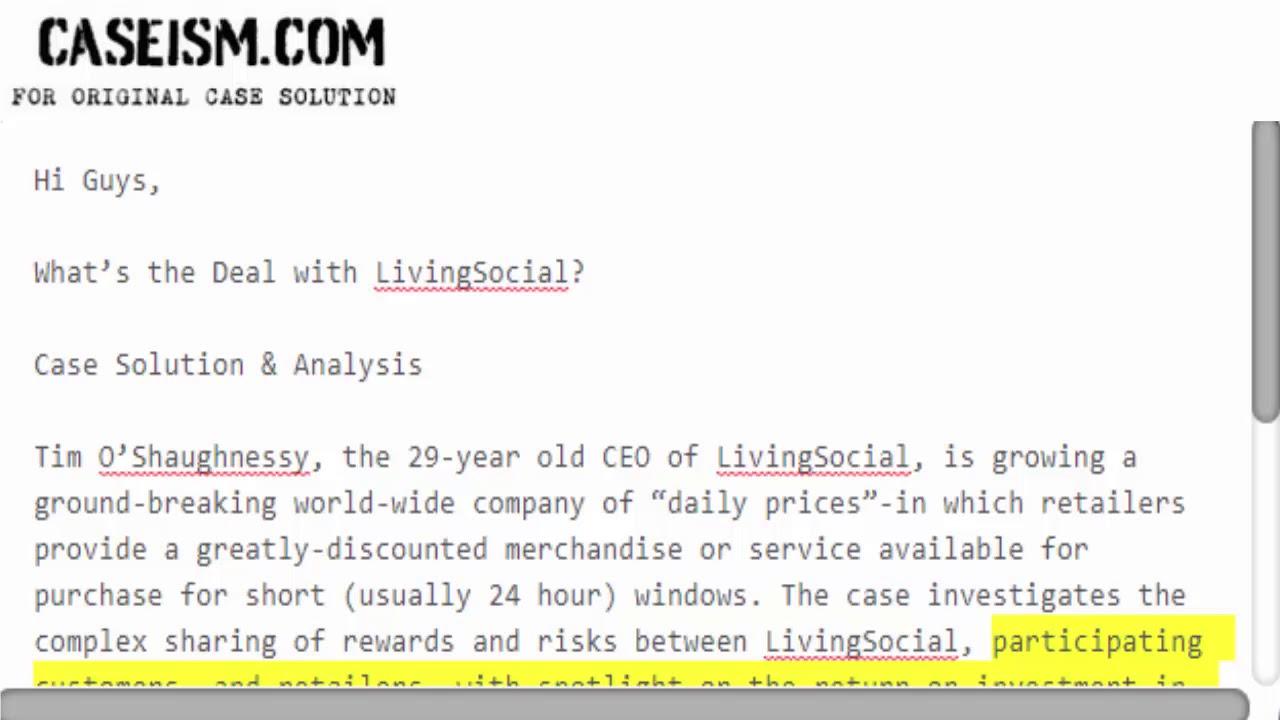 What’s the Deal with LivingSocial? Case Solution & Analysis Caseism.com - YouTube