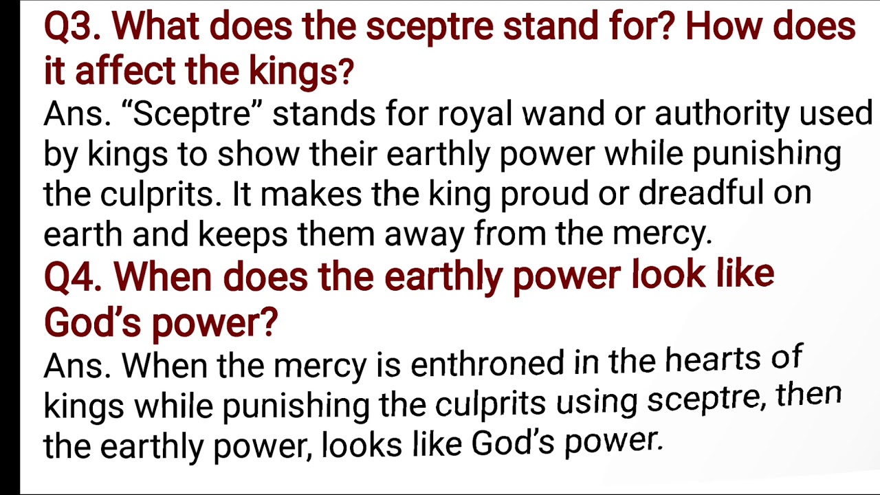 Questions and Answers of the poem-MERCY WRITTEN BY WILLIAM SHAKESPEARE ...