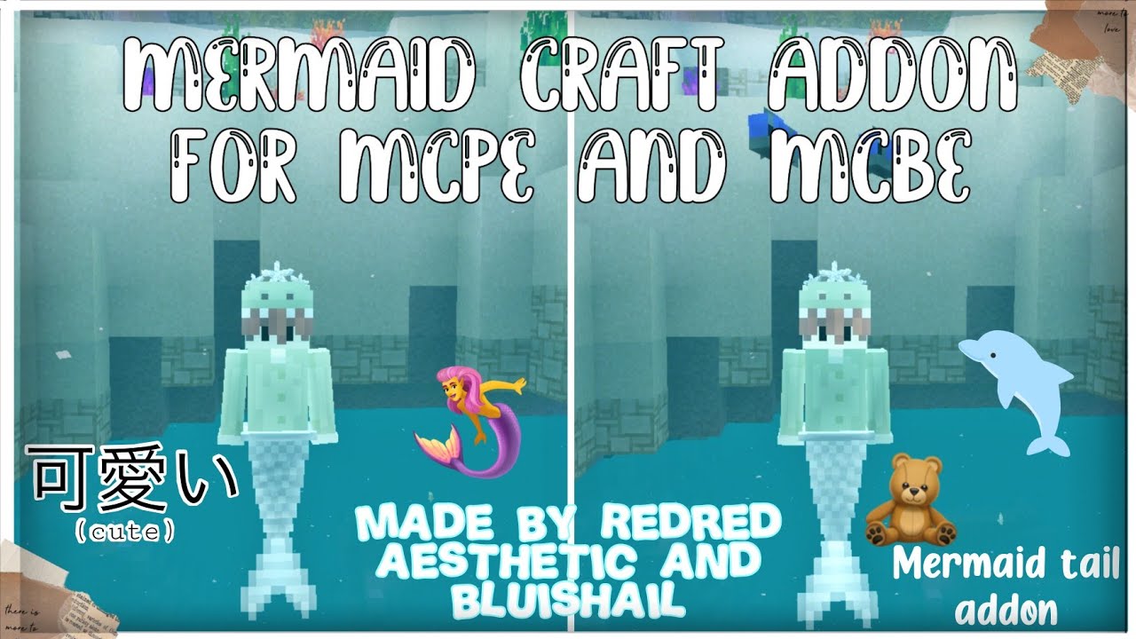 🧜‍♂️ ꒷ Mermaid craft Addon for mcpe ˖ ࣪🍃꒷ Mermaid tail addon: Made by ...