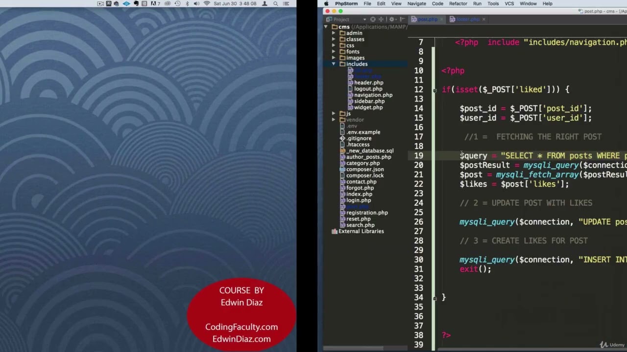 7 Creating our first Like - CMS EXTRA FEATURE - POST LIKES- PHP COURSE ...