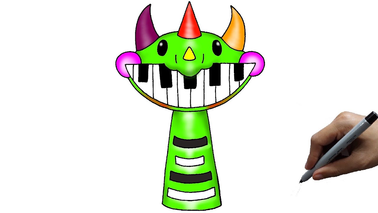 How to draw sprunki pianosaurus step by step - YouTube