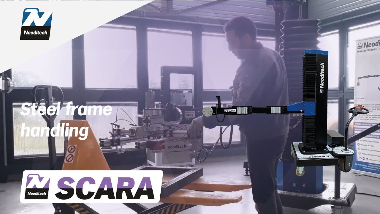 Steel frame handling with the SCARA PARTS arm - YouTube