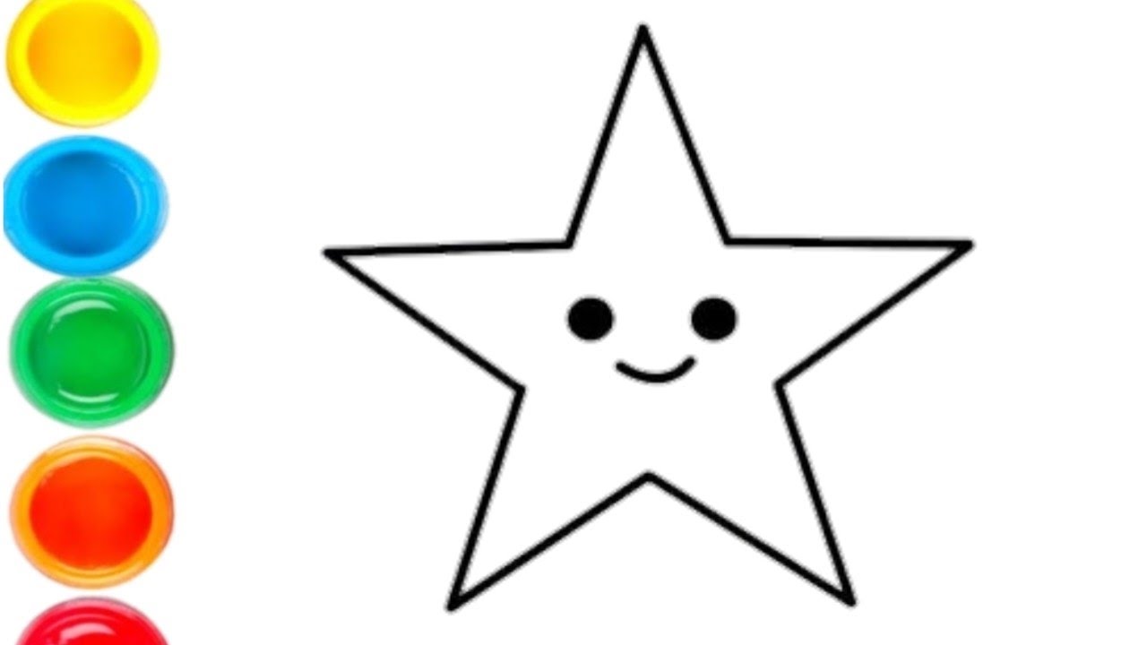 Star Draw Colouring Painting for kids How to Draw a Cute star drawing ...