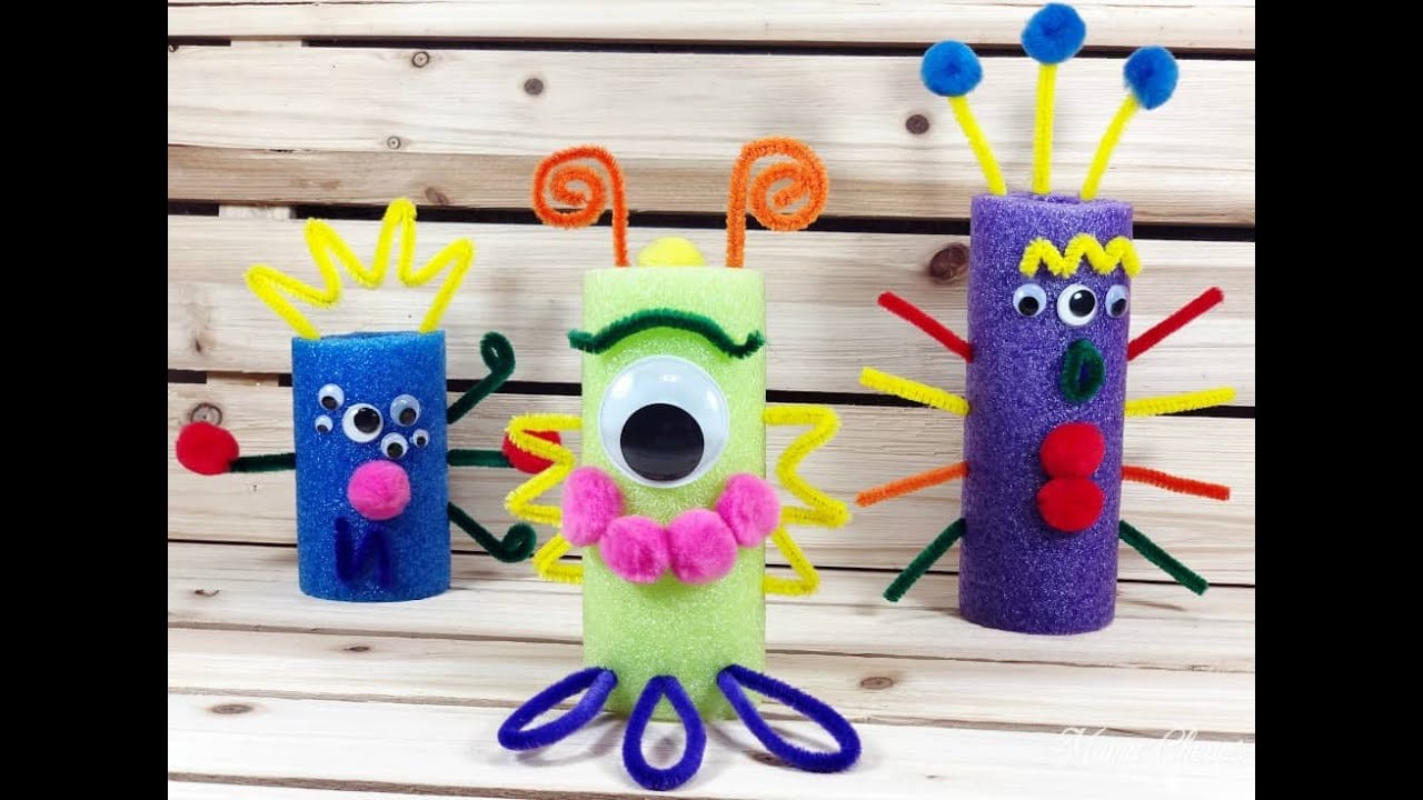 Pool Noodle Monster Craft with Kiddie Kare - YouTube