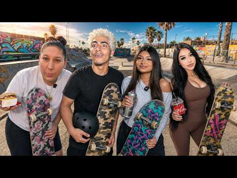 Zavala, Amanda Solís, Yera & Chuzzington Try Skateboarding for the First Time!