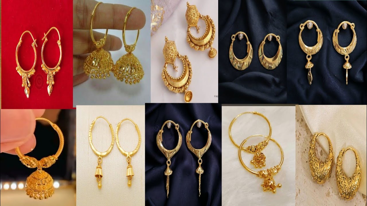 Gold earrings light weight designs for daily use ||gold earrings ...