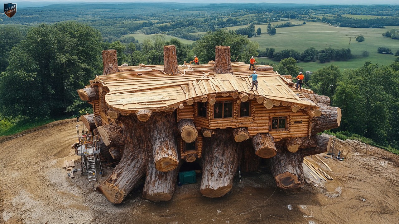 A Wooden Masterpiece: Constructing A House From Massive Beams! - YouTube