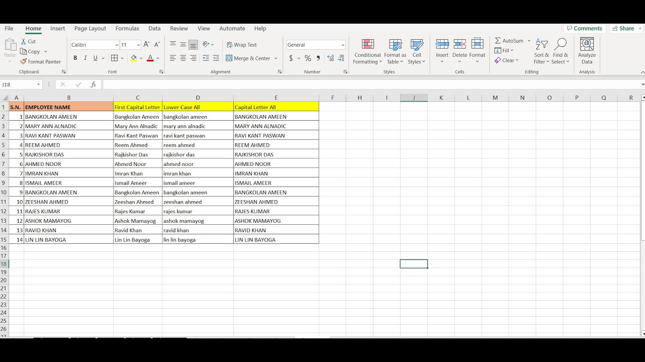 UPPER CASE, LOWER CASE, First Letter Capital Word in Excel Tagalog ...