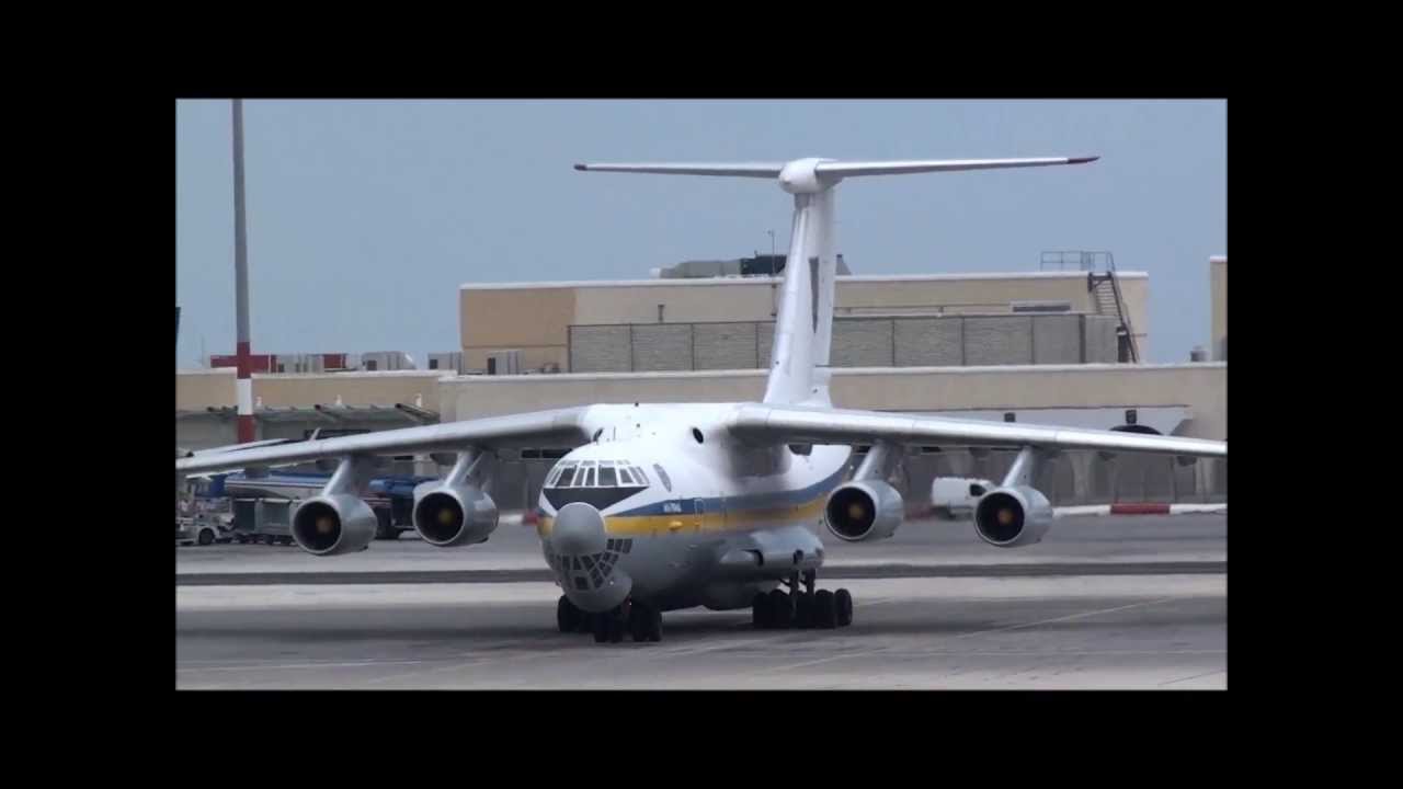 Perfect touch down and landing of Ilyushin il-76 md in Malta - YouTube