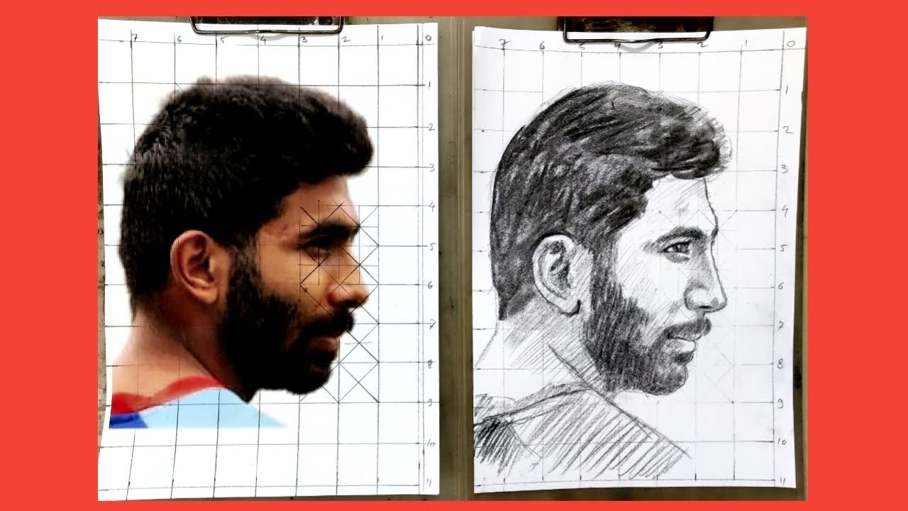 Learn how to draw JASPRIT BUMRAH - YouTube