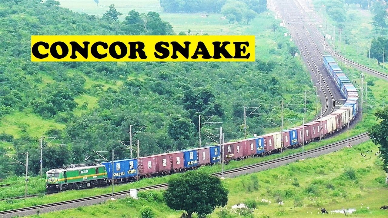 Hunk WAG9 Long Concor Container Freight Sneak Scenic Sanchi Hills - YouTube
