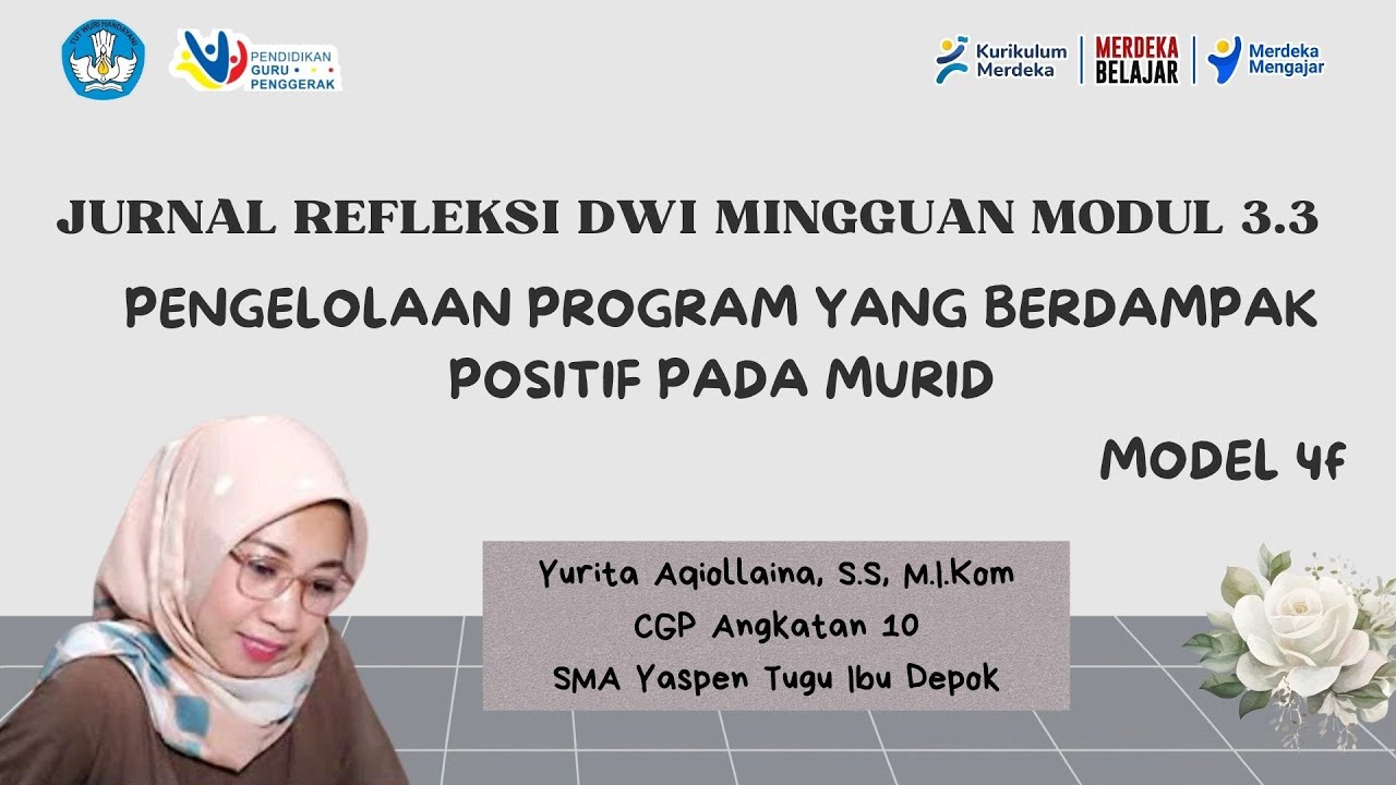 Jurnal Refleksi Dwi Mingguan | Modul 3.3 | Model 4F - YouTube