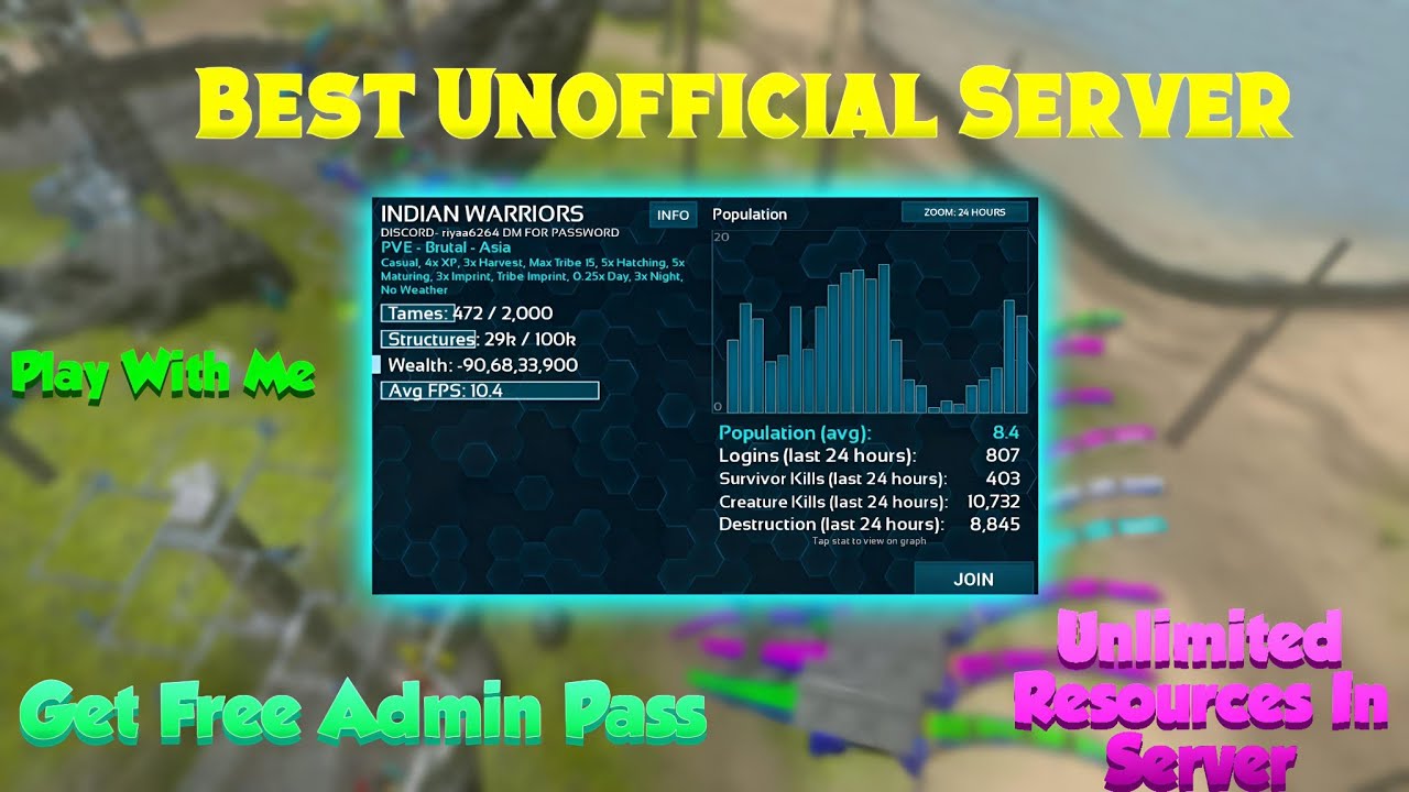 Ark Mobile: Best Unofficial Server🔥 | Free Admin Pass | Unlimited ...