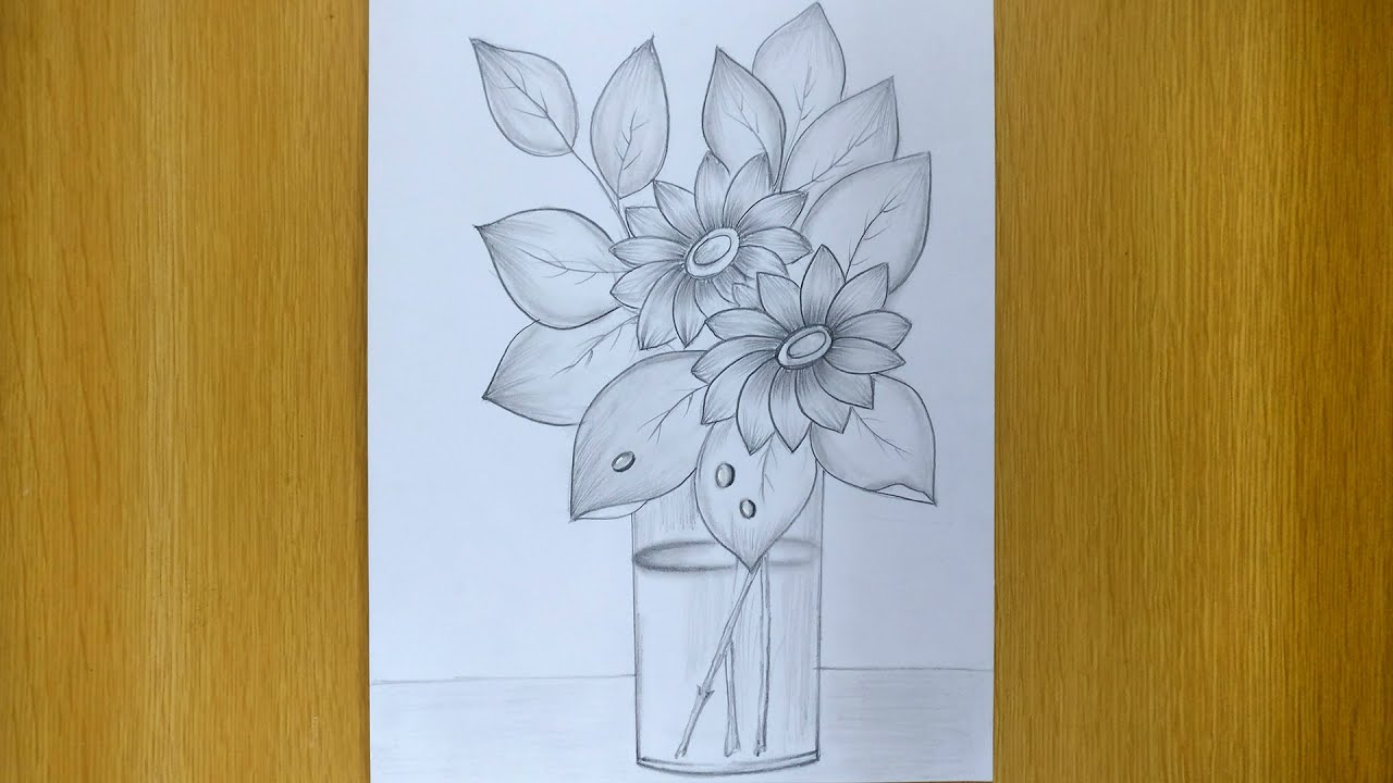How to Draw Flower Vase / Flower Vase Pencil Drawing Step By Step - YouTube