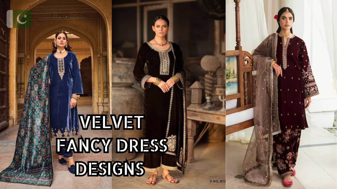 fancy velvet dress design - YouTube