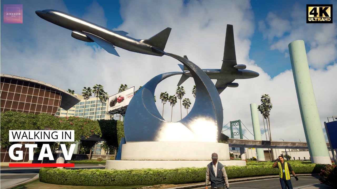 Walking in GTA V - Los Santos International Airport [ 4K Ultra ...