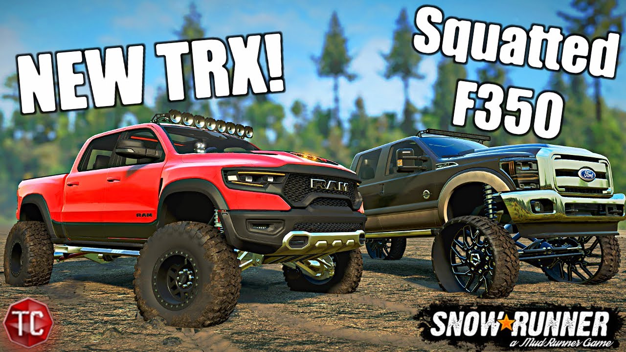 SnowRunner: 1,000 HP Ram TRX vs SQUATTED F350! BAJA TRACK BATTLE! - YouTube