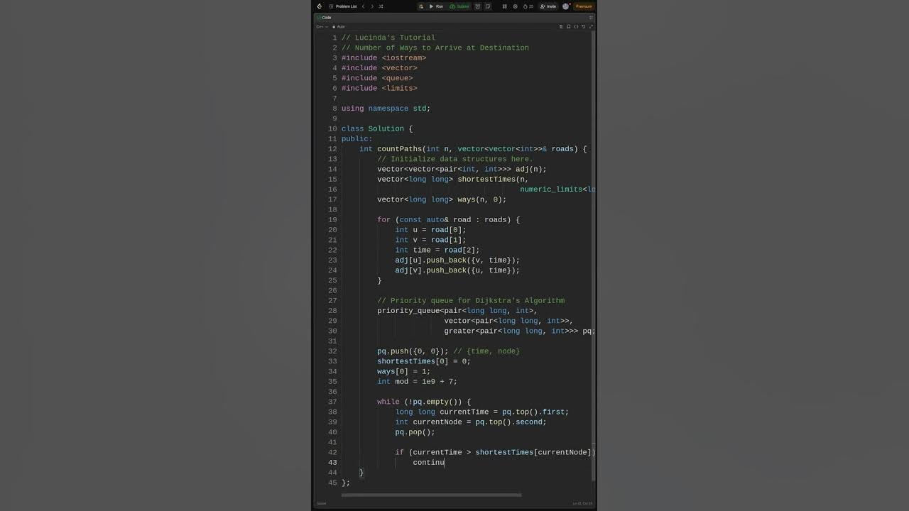 🎀LeetCode Problem 1976🎀 Number of Ways to Arrive at Destination - YouTube