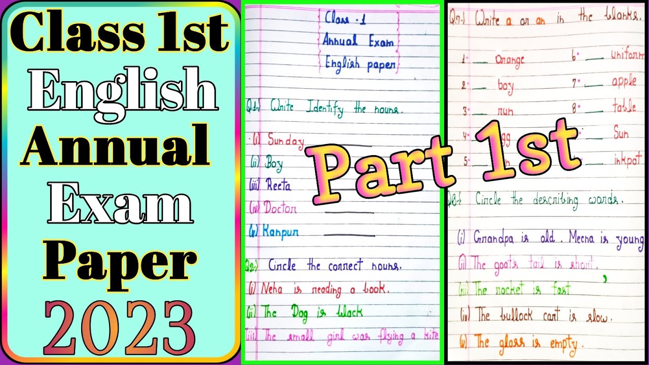 Class1st English Annual Exam Paper 2023 /Class1st English Annual Exam ...
