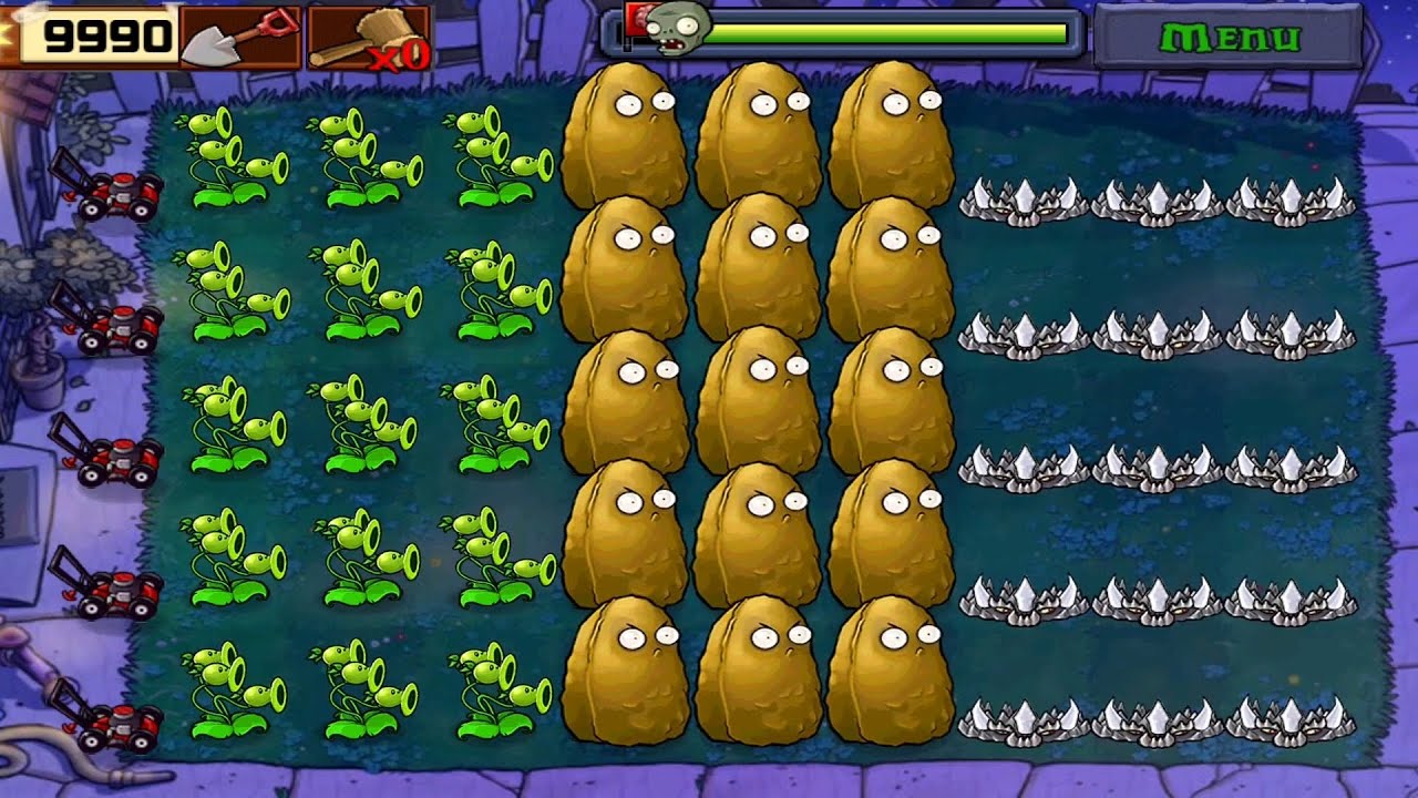 PLANT VS ZOMBIE | 3 PLANTS VS ALL ZOMBIES IN SURVIVAL: NIGHT | GAMEPLAY ...