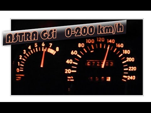 Opel Astra GSI 2.0 16v acceleration 0-100, 0-200 km/h // before remap