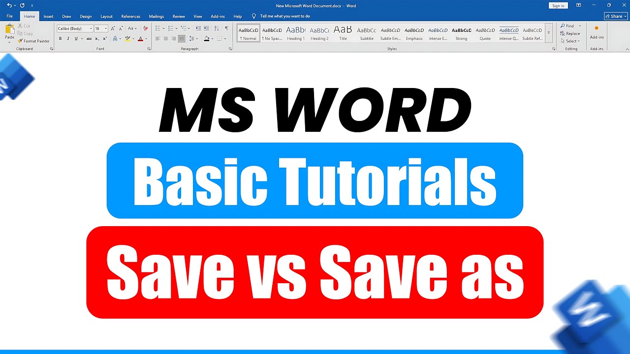 Save vs Save as | MS Word Basic Tutorials | Ms word document save vs ...