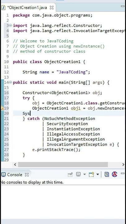 Java Object Creation Using Newinstance Method Of Constructor Class Shorts Java Object
