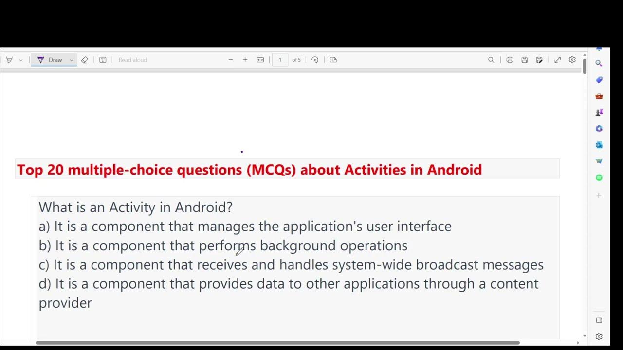 Top 20 Android Question and Answer MCQ on Activities - YouTube