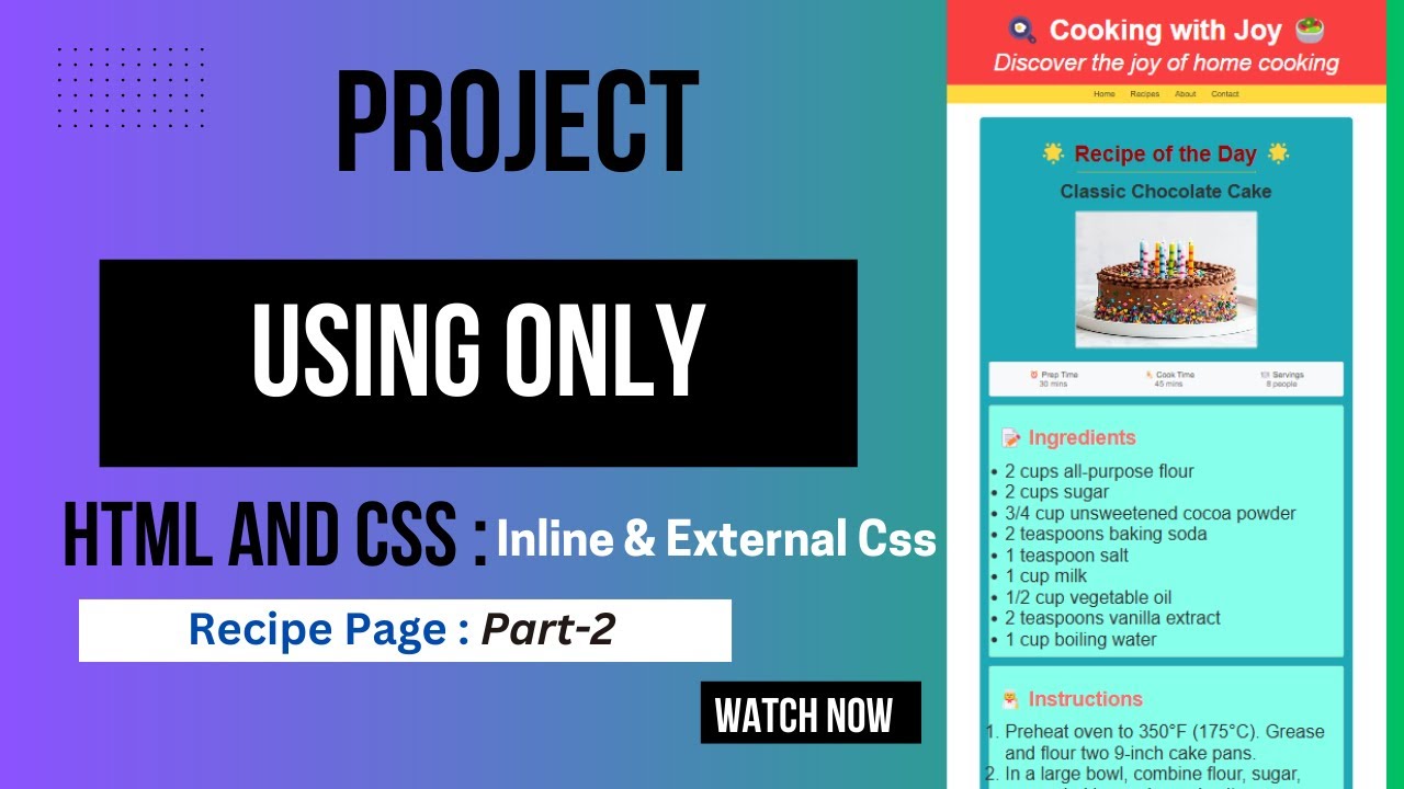 Recipe Project Using Html And Css Part 2 Web Development Youtube 8738