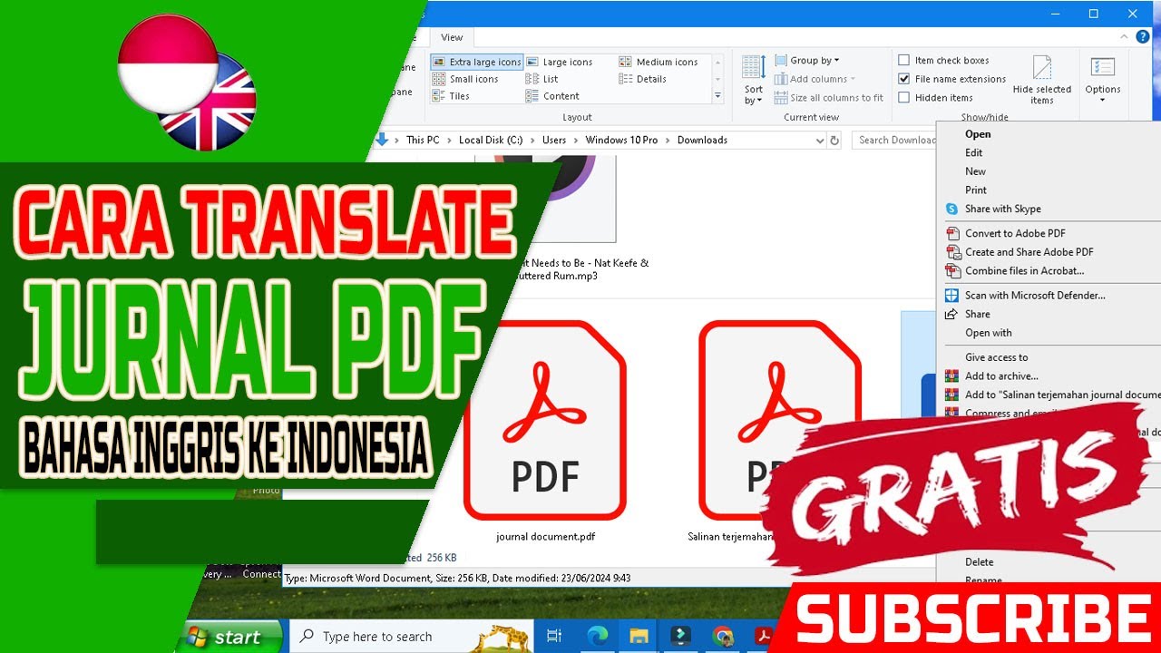cara translate jurnal pdf bahasa inggris ke indonesia - YouTube