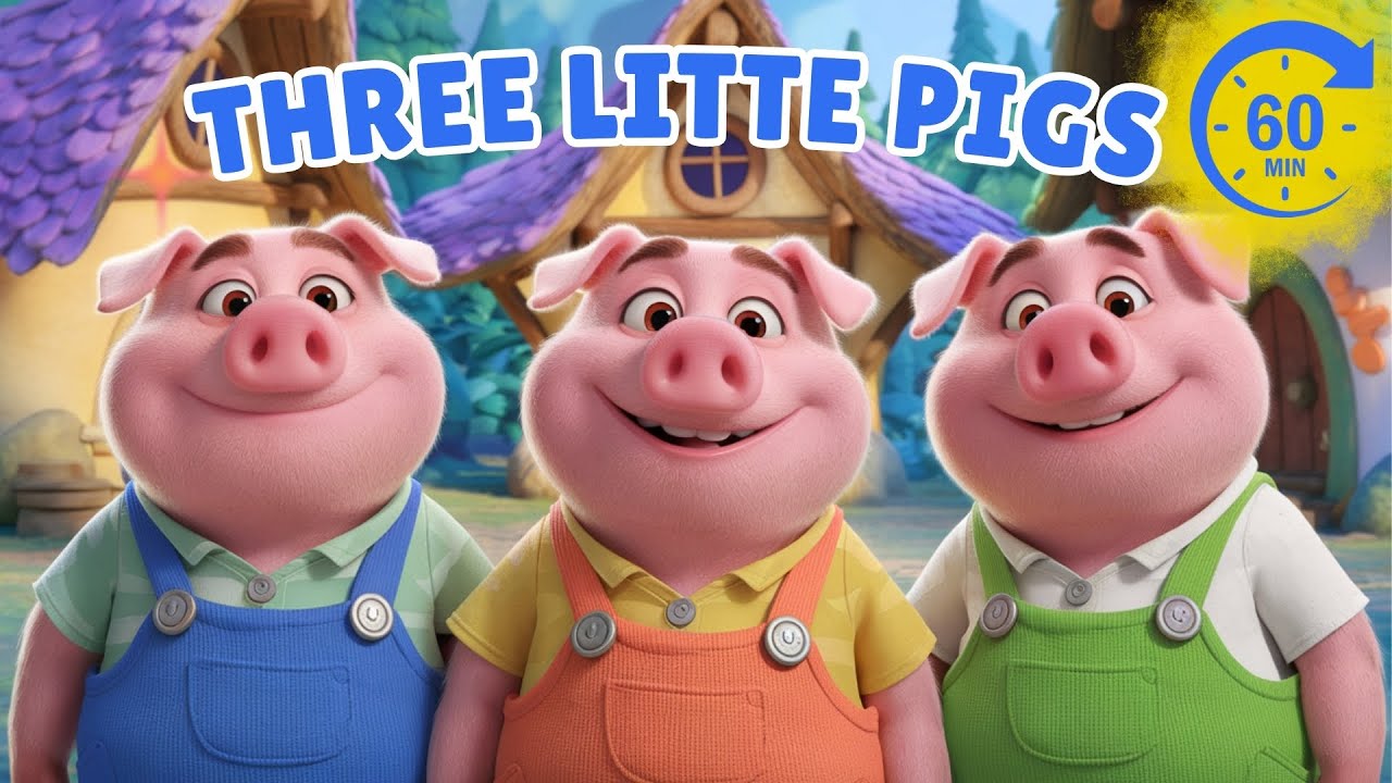 THREE LITTLE PIGS and the BIG BAD WOLF CARTOON! 60MIN #cartoonforkids #3littlepigs #60min - YouTube